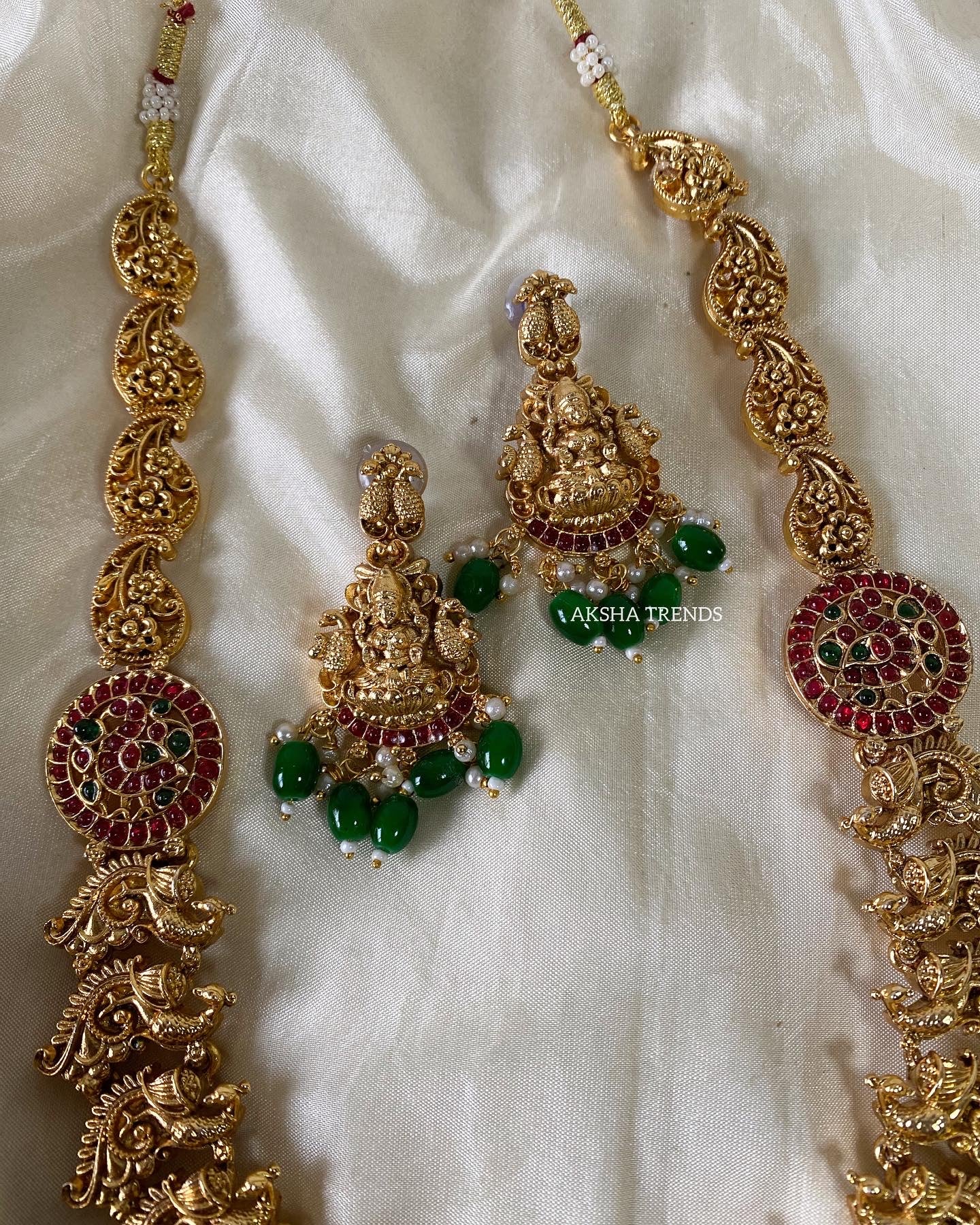 Agalya Bridal haram -Green – Aksha Trends